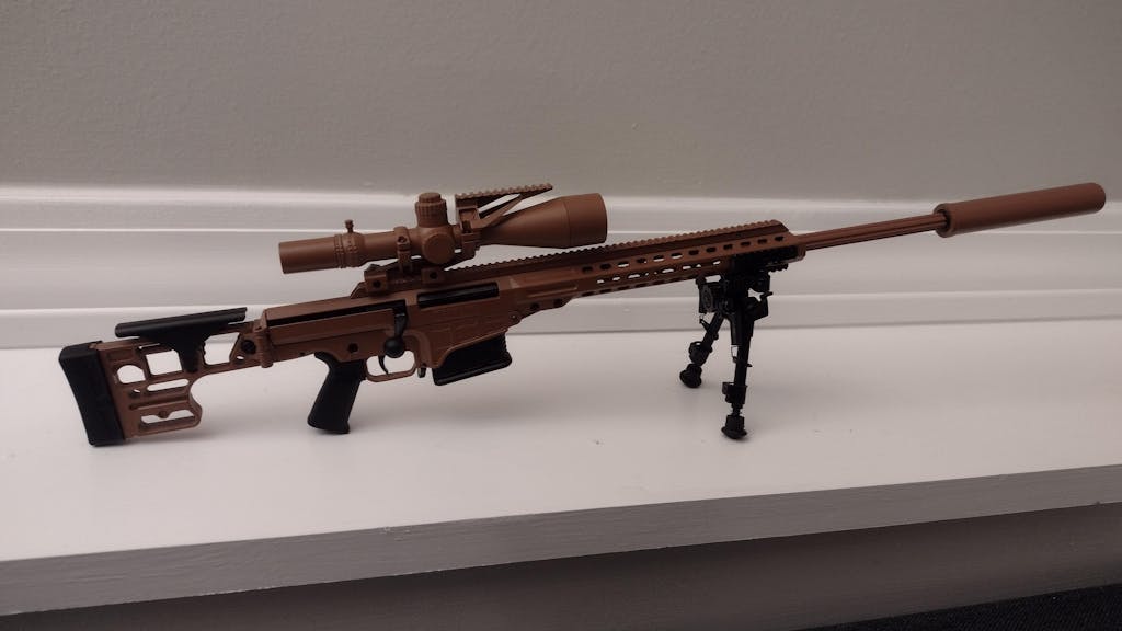 Miniature BARRETT MK22 Tan Model | GoatGuns – GoatGun Models