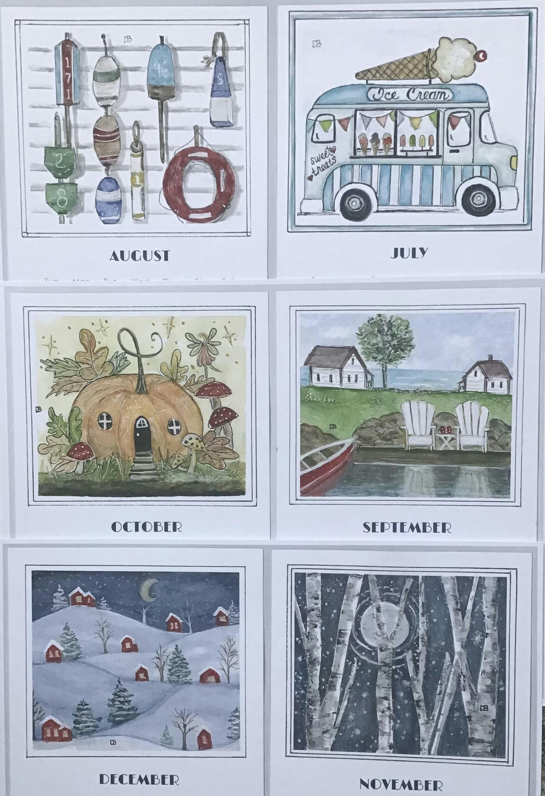 12-Month Watercolor Calendar Set For 2025 - Grabie®