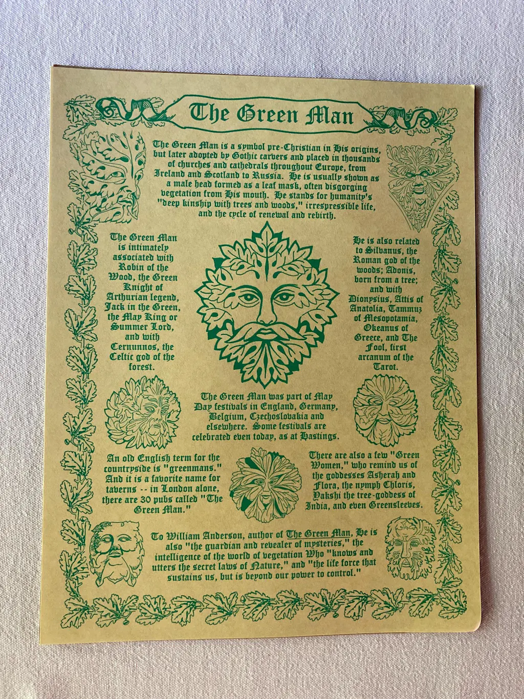 Green Man Parchment Poster (8.5" x 11") – Grove and Grotto