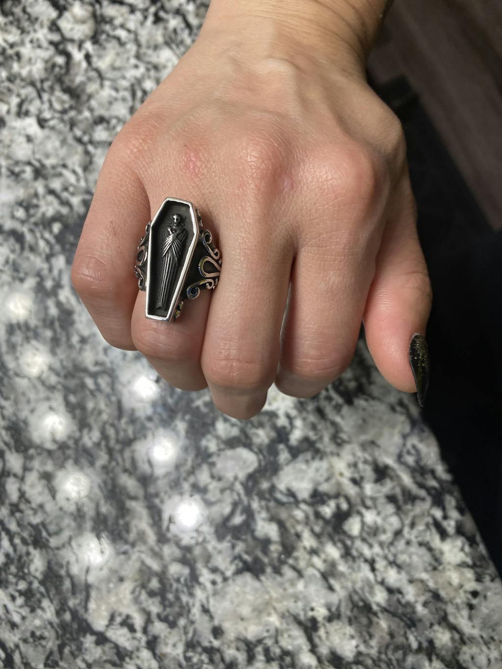 Vampire Coffin Stainless Steel Skull Ring – GTHIC