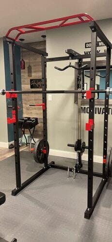 Power Rack Squat Cage with Weight Home Gym Pull & Half Up Bar Mirafit ...