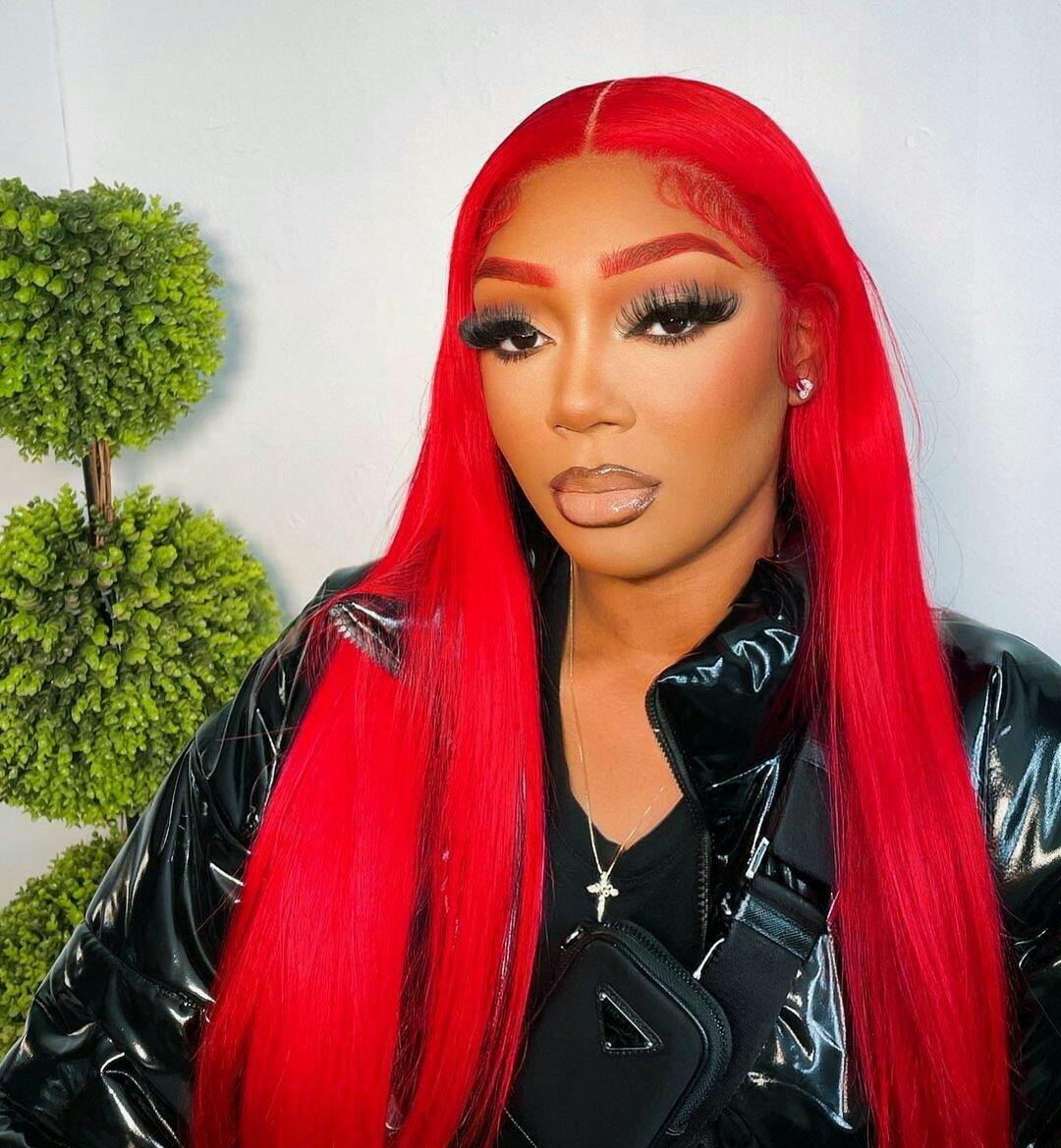 Red Lace Front Wig 13x4 Lace Frontal Wig Straight Hair Wig Undetectabl ...