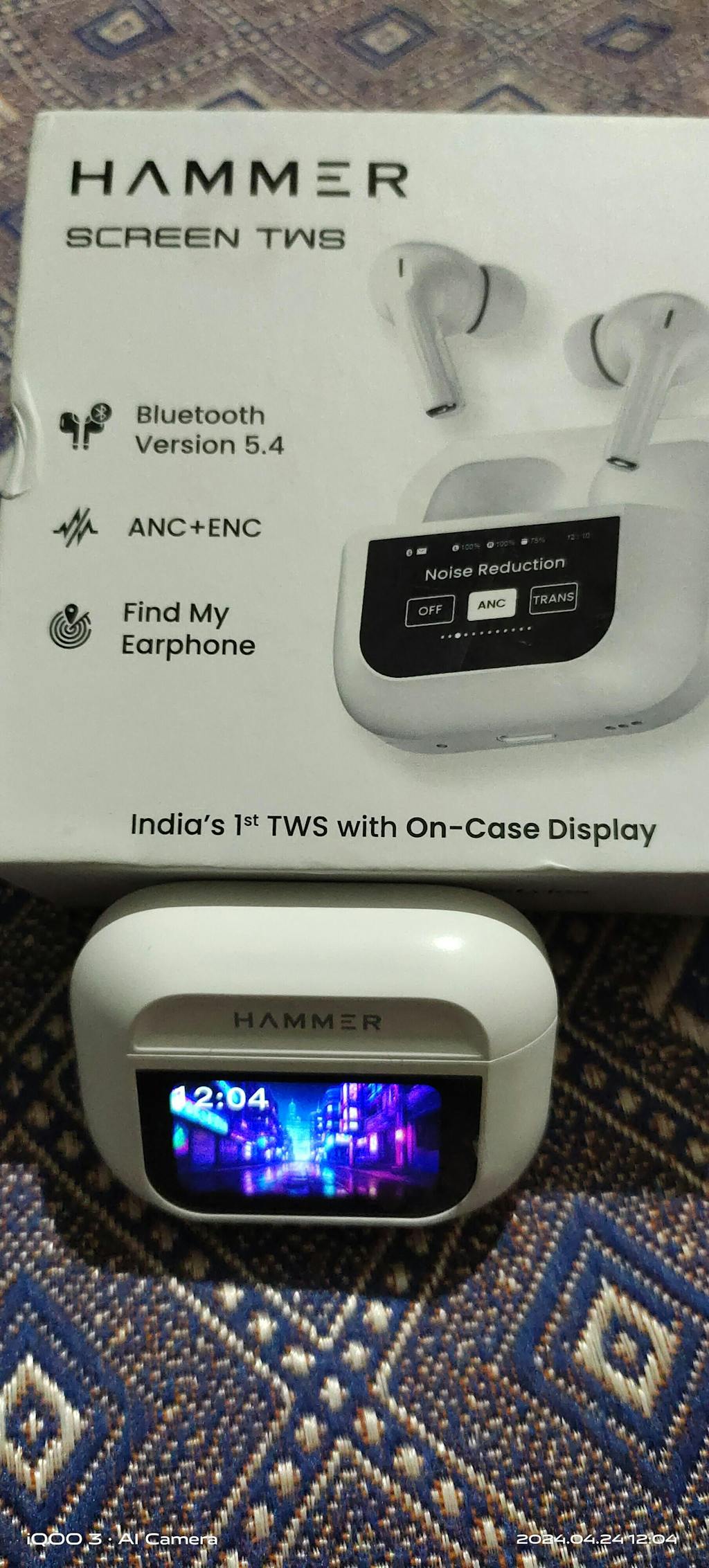 Hammer Screen TWS Bluetooth Earbuds with ANC & On Case Display