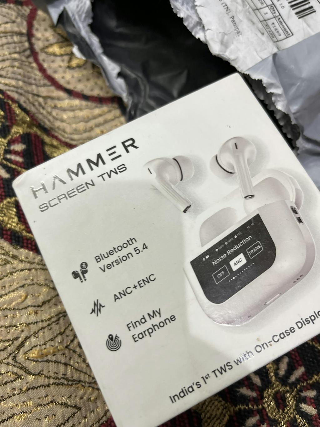 Hammer Screen TWS Bluetooth Earbuds with 32 db ANC + ENC and On Case D