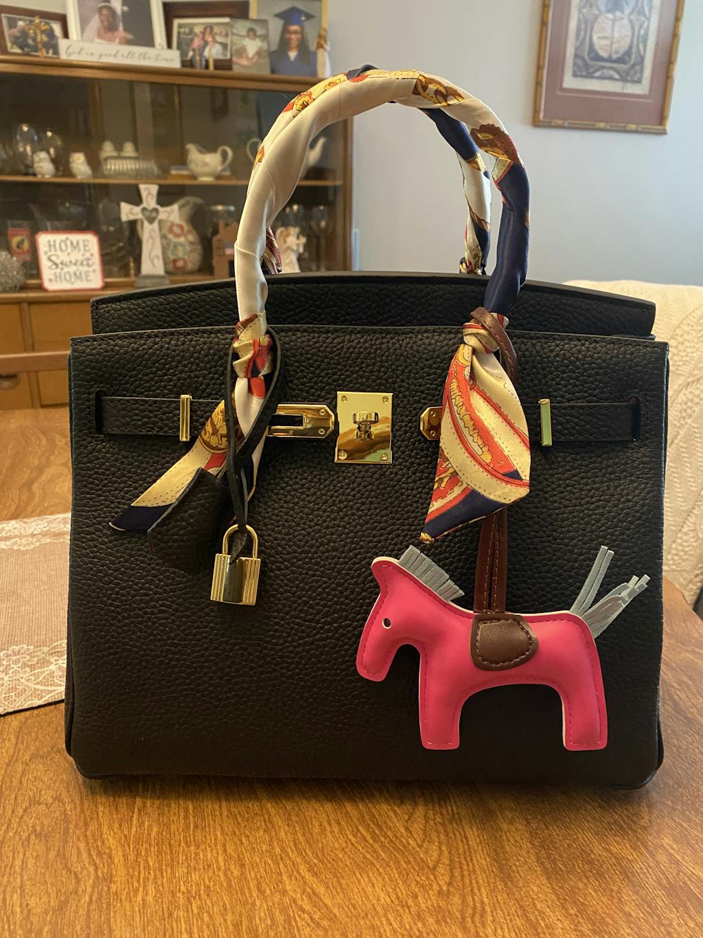 Erin Leather Padlock Handbag - Gold Hardware 30 cm – HandbagCrave UK