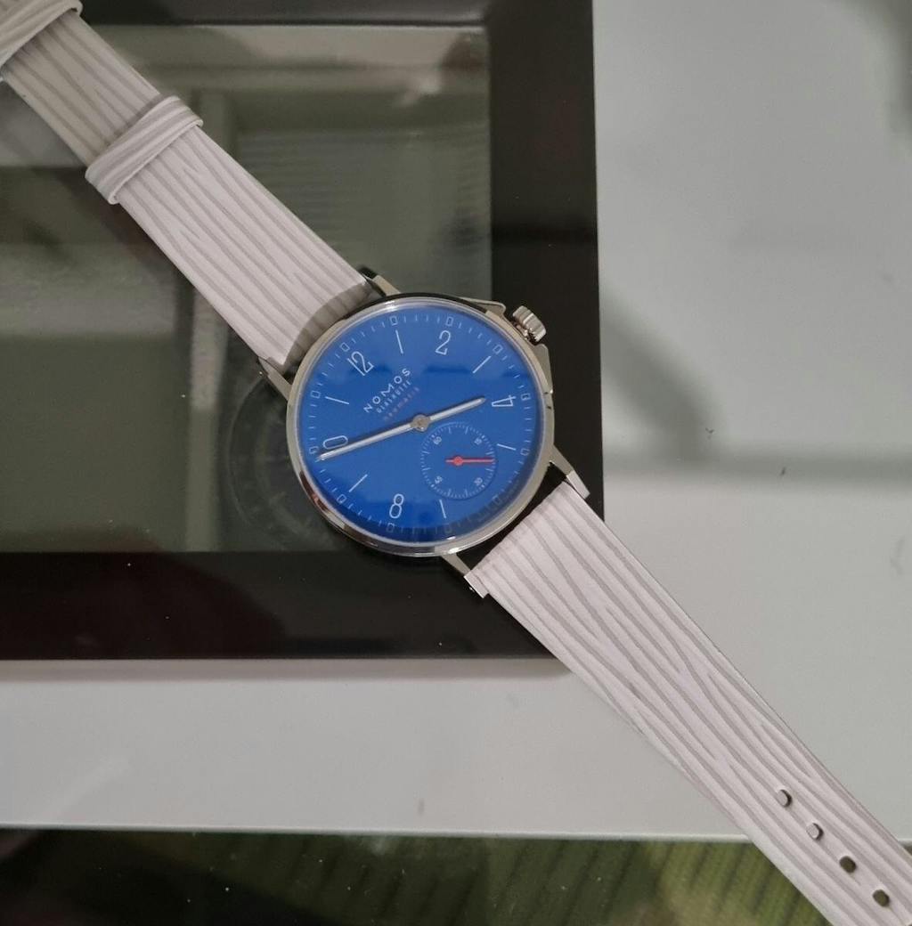 White Calfskin Watch Strap - Waves Texture | Handdn - Bespoke Watchstraps