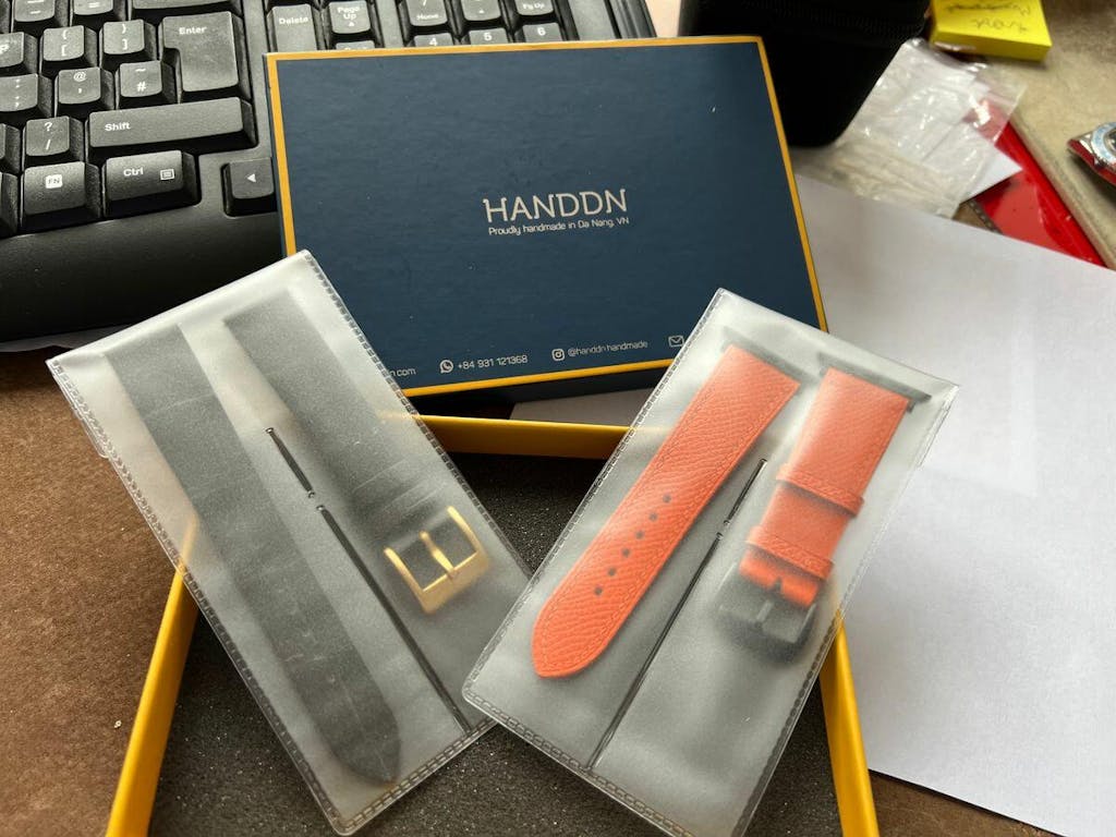 Orange Epsom Calf Leather Apple Watch Band | Handdn - Bespoke Watchstraps