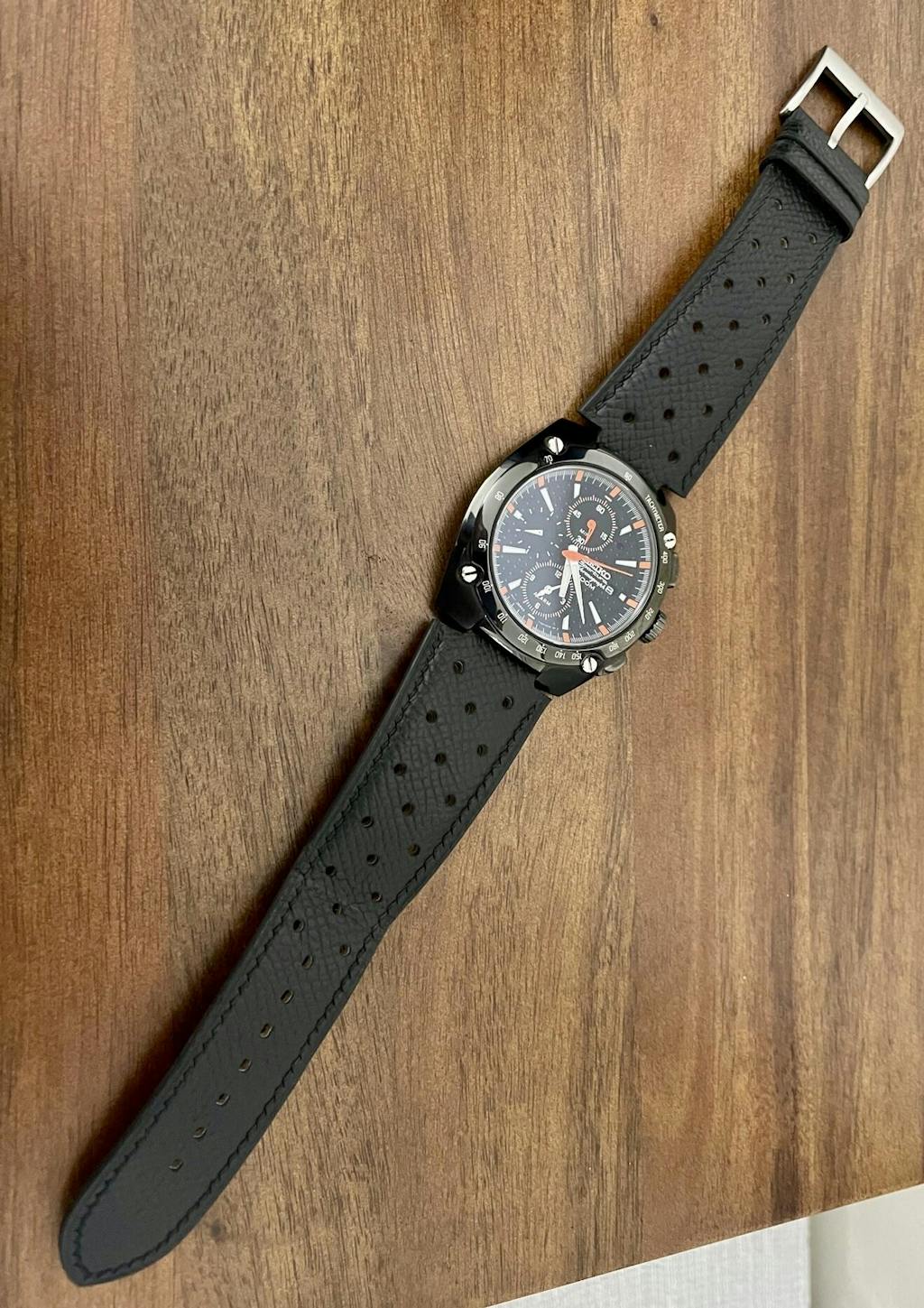 Rally Black Epsom Leather Watch Strap | Handdn