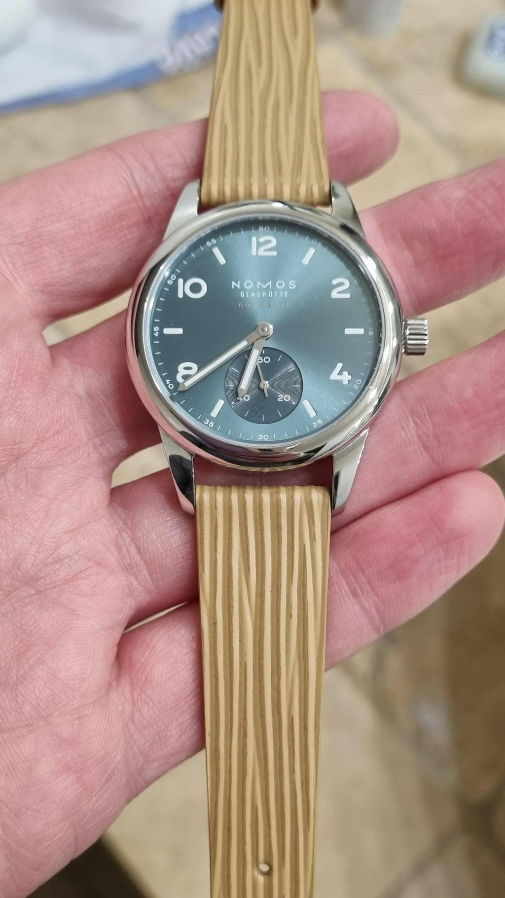 Beige Calfskin Watch Strap - Waves Texture | Handdn - Bespoke Watchstraps