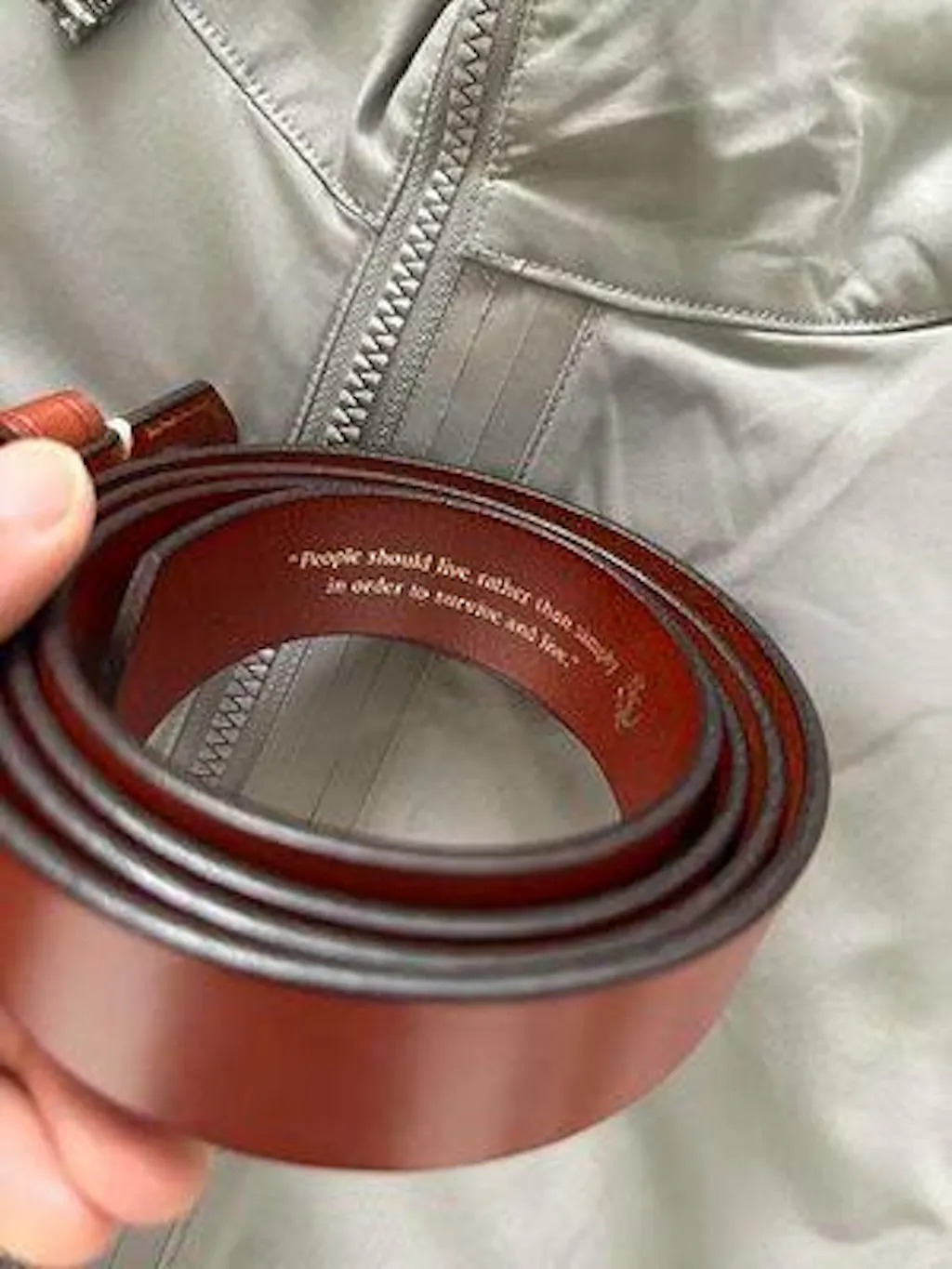 Tooling Retro Tanned Cowhide Old Letters Men's Belt | Harmony Gallery