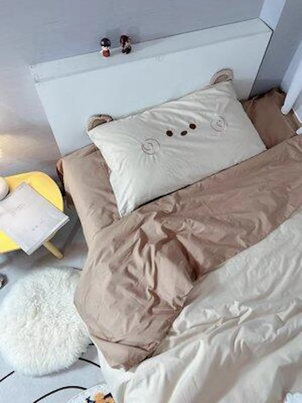 Cartoon Cute Bear Embroidered Pure Cotton Washed Four-Piece Bed Set ...