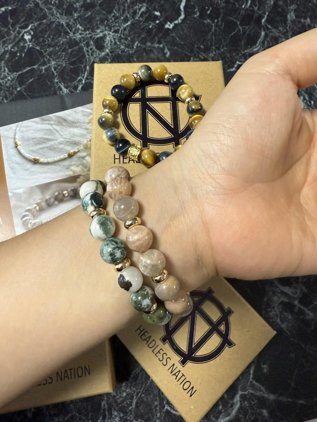 SUNSTONE & GOLD BEADED BRACELET - HALCYON COLLECTION