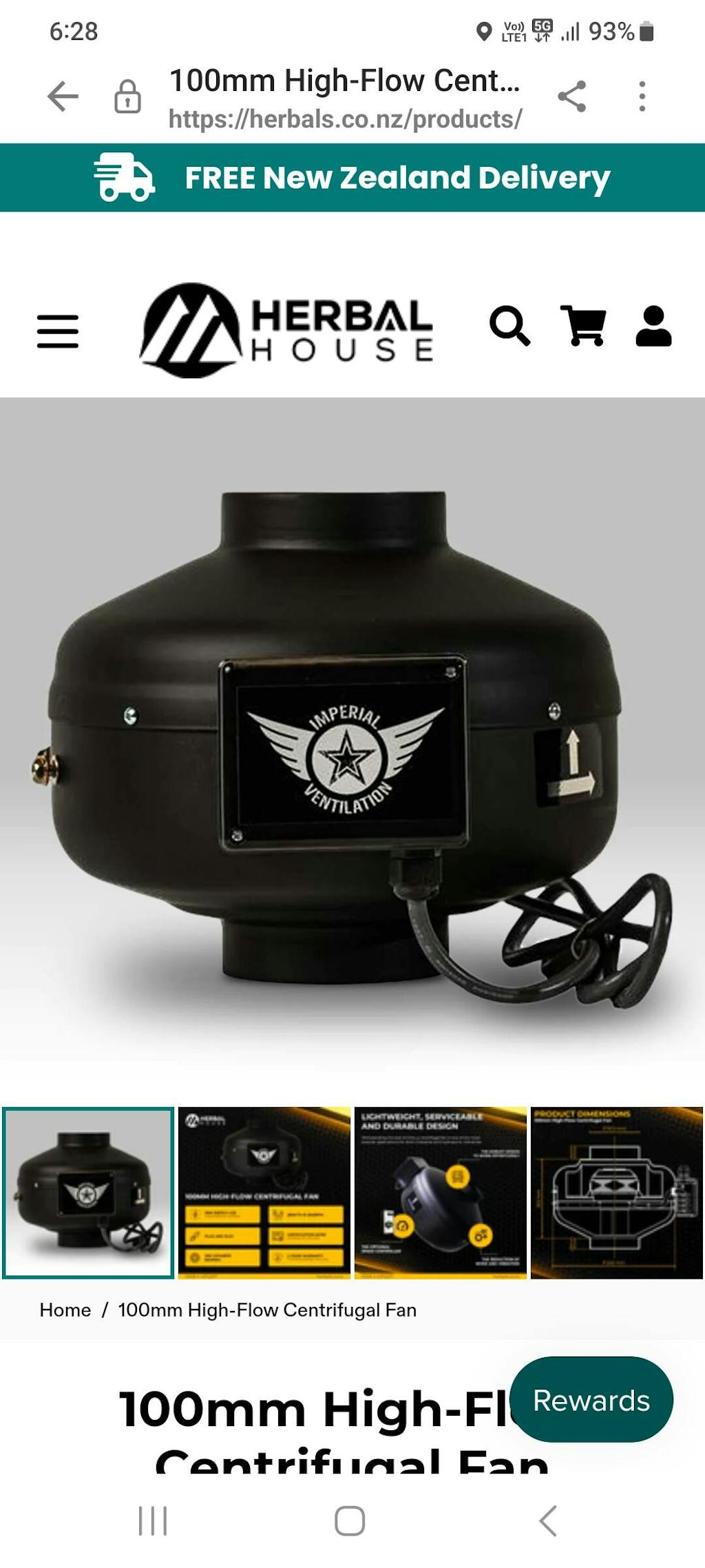 100mm High-Flow Centrifugal Fan | Herbal House NZ