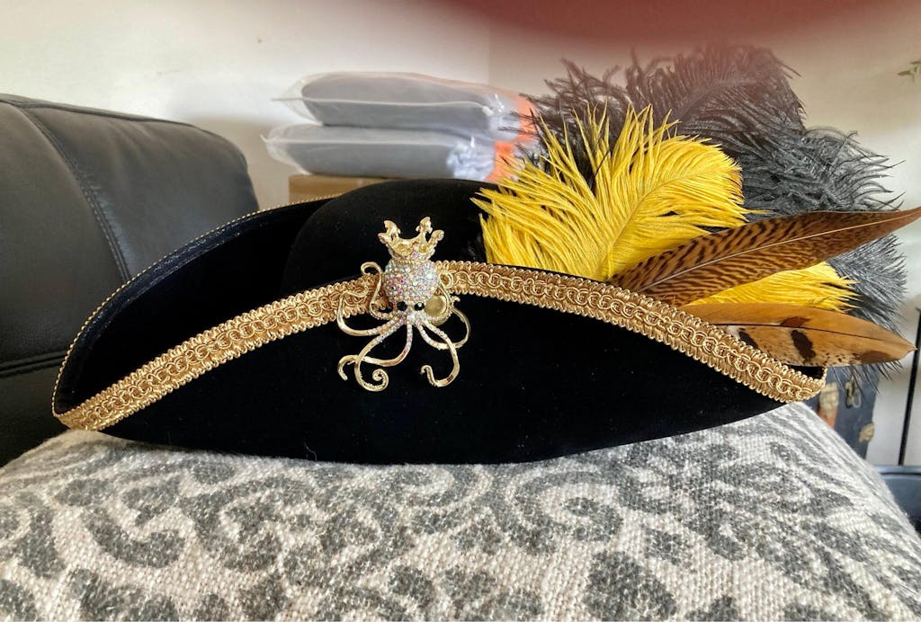 Colonial Tri-corner Hat (Black, W/Gold Braid Trim, W/ White Trim, or B ...