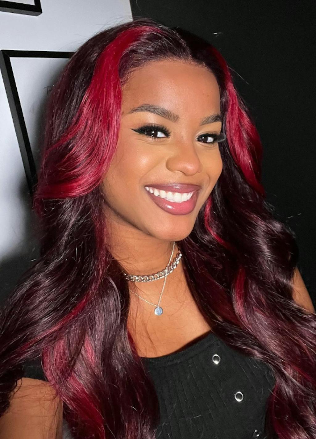 Black Wig With 99J Burgundy Highlight Mixed Colored 13*4/5x5 HD Lace F ...