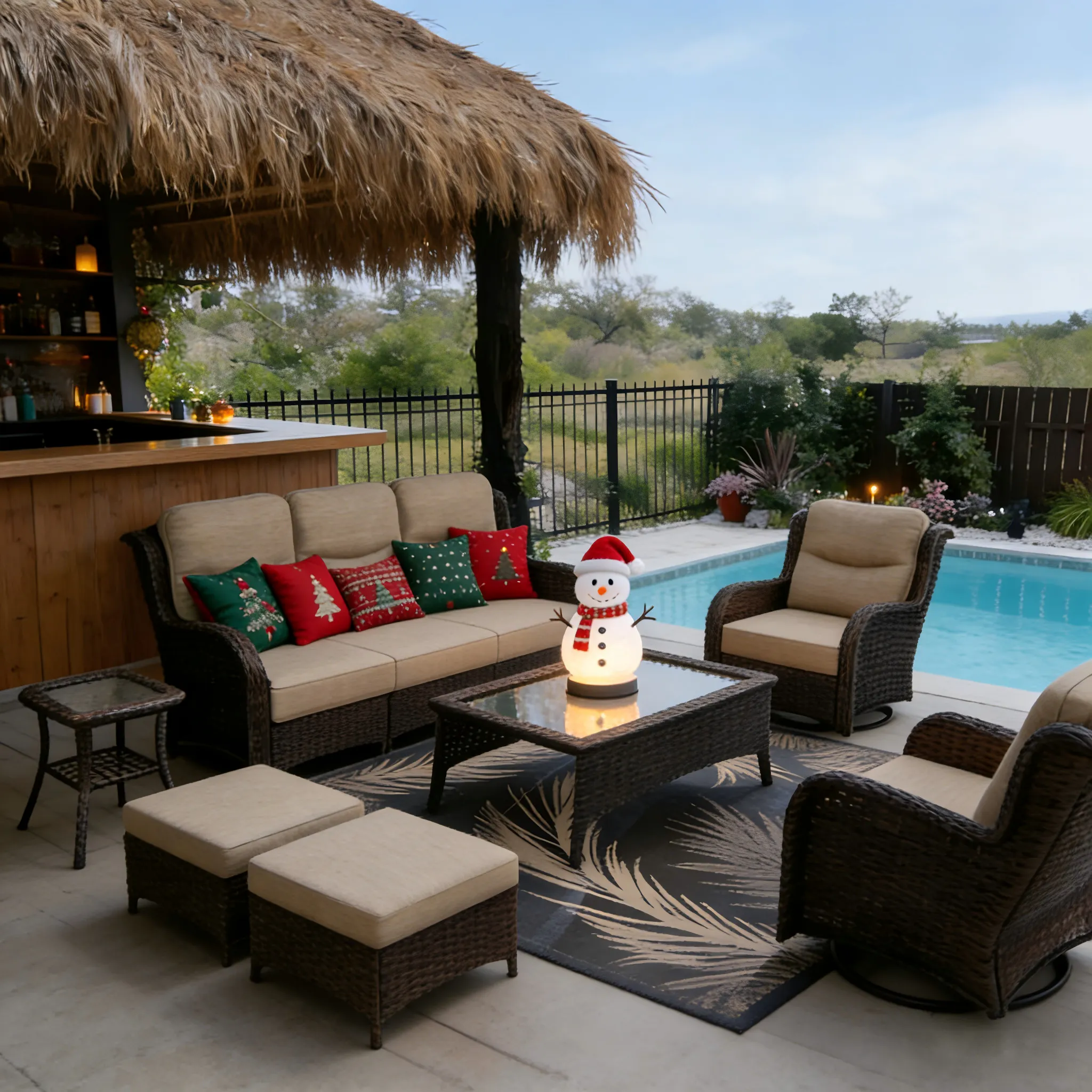 【Extra $100 OFF $1800| CODE: HA100】Hawthorne Blue Wicker Furniture Pat