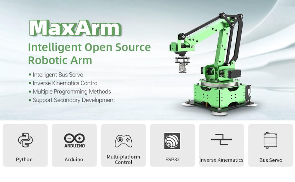 Hiwonder MaxArm Open Source Robot Arm Powered by ESP32 Support Python