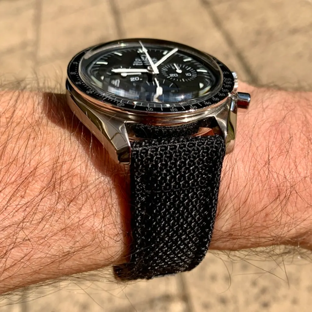 Hadley-Roma Black and Red-Stitch Kevlar Watch Band Strap