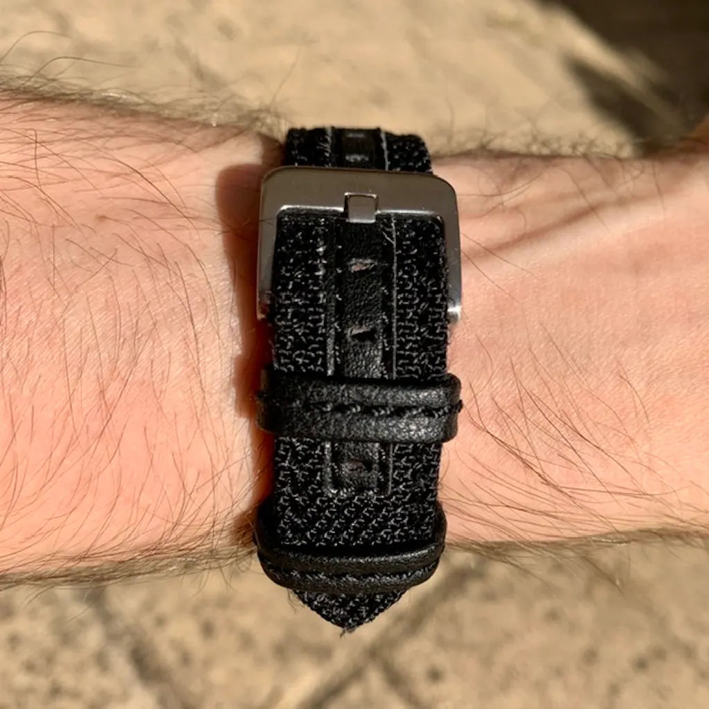 Hadley-Roma Black and Red-Stitch Kevlar Watch Band Strap