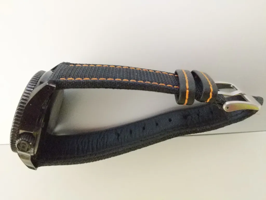 Hadley-Roma Black and Red-Stitch Kevlar Watch Band Strap