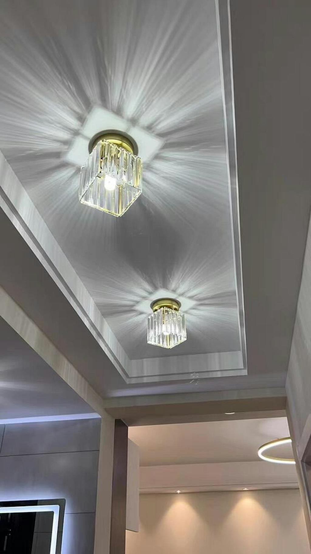 Homdiy Modern Glass Ceiling Lights Semi Flush Hallway Ceiling Lighting