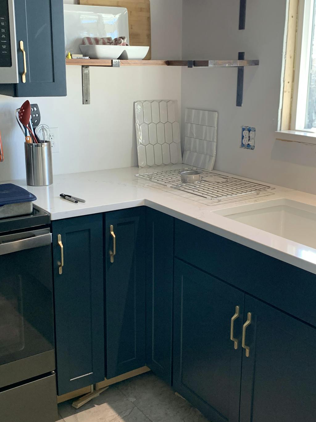 Stepped Matte Gold Handles - Hooks & Knobs