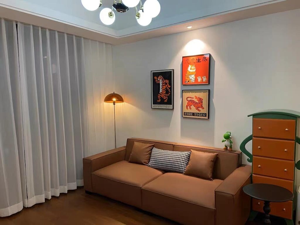 Madge Brown Microfiber Leather 4 Seater Couch with Ottoman - Hooseng ...