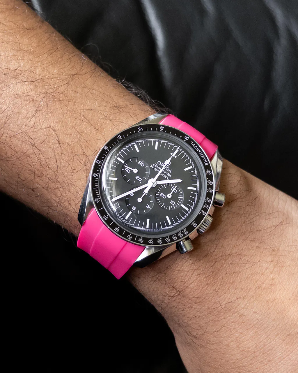 Rubber Strap for Omega Speedmaster - South Beach Pink