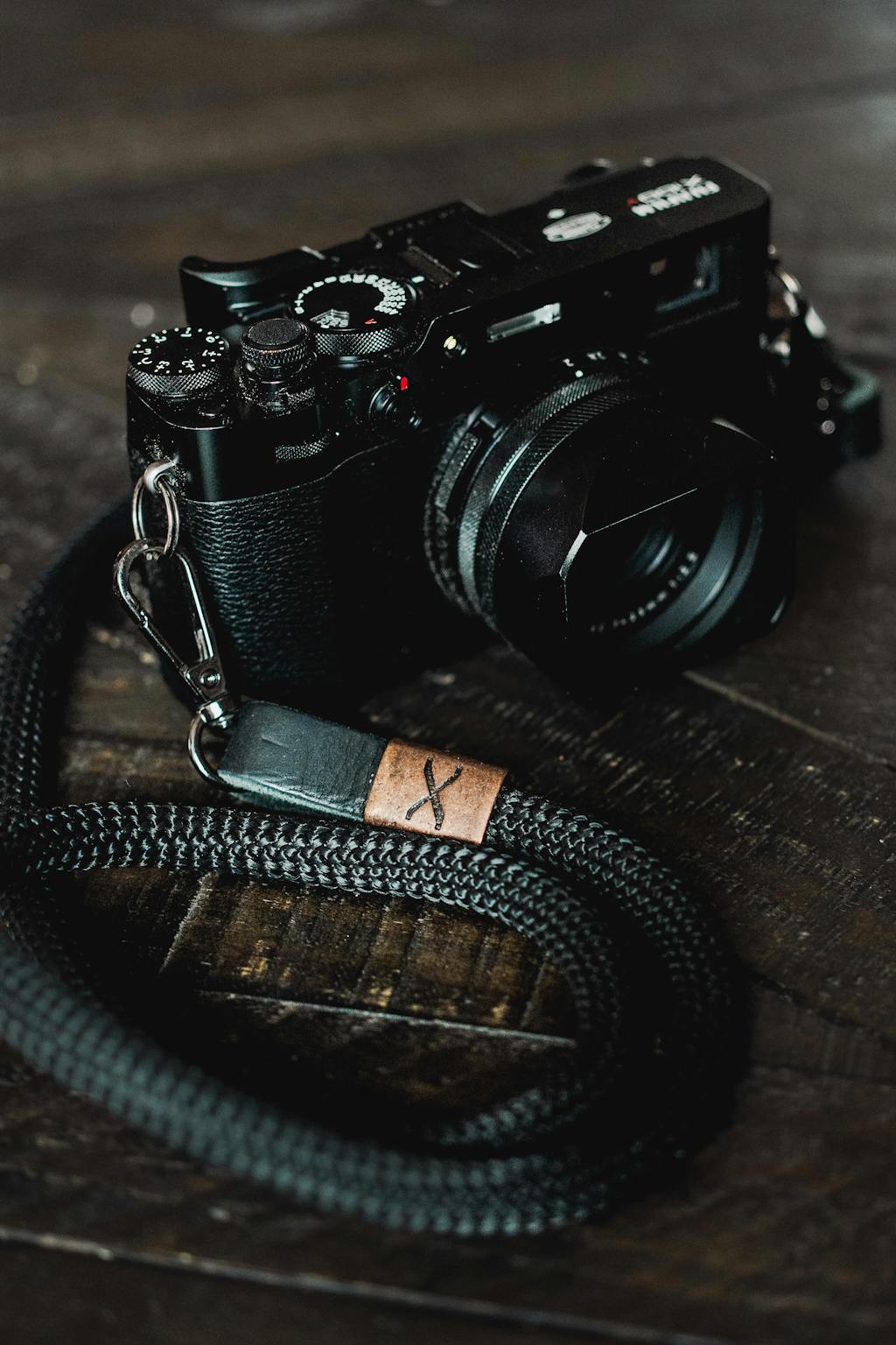 X Copper - Black Rope -Black Leather Camera Strap Handmade Camera ...