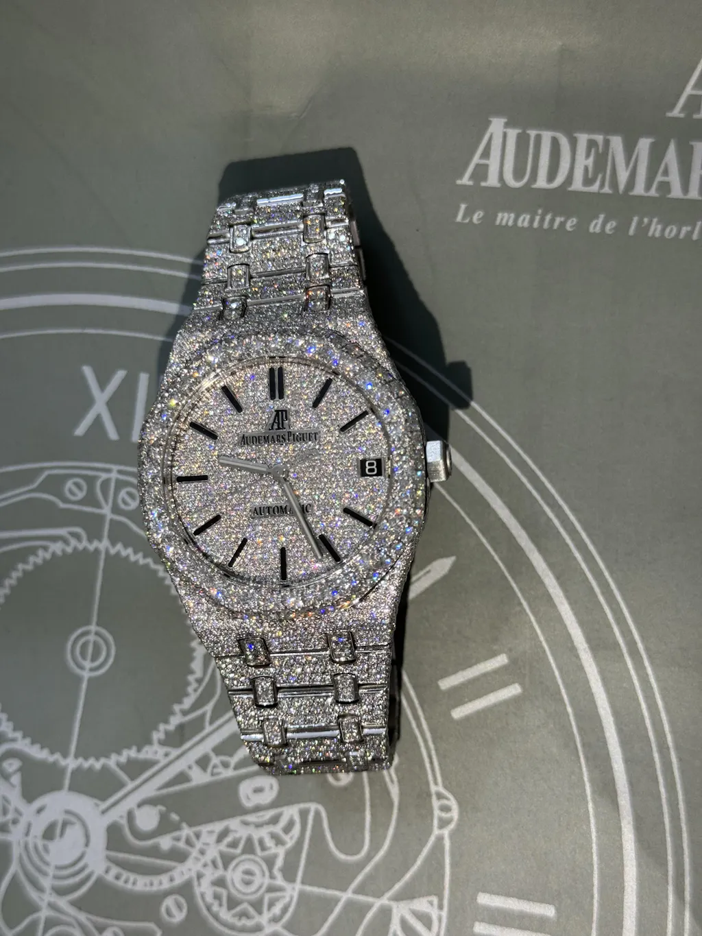 Moissanite AP Watch - 41mm Audemars Piguet Royal Oak Diamond Watch ...