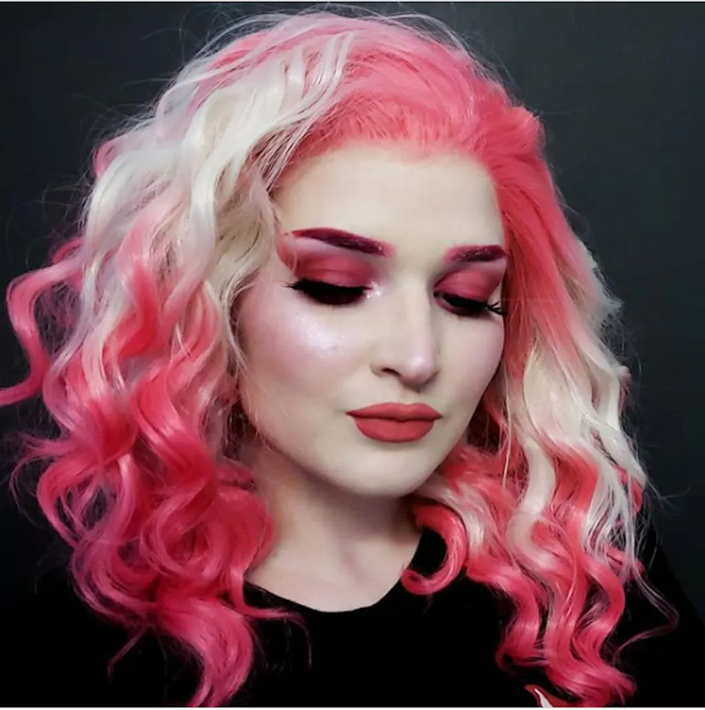 Imstyle Short Loose Wavy Pink Blonde Color Lace Front Wigs 14 inch ...
