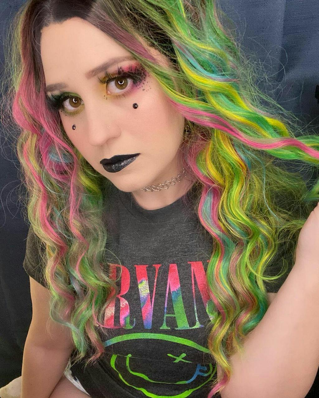 Imstyle Iris Rainbow Green Synthetic Glueless Lace Front Wigs 24inch ...