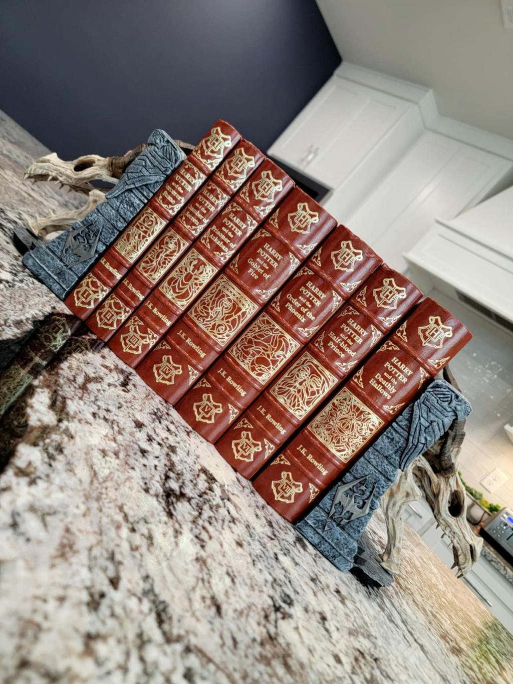 Harry Potter Series Rebound in Gold Embossed Leather | Ingenius Designs