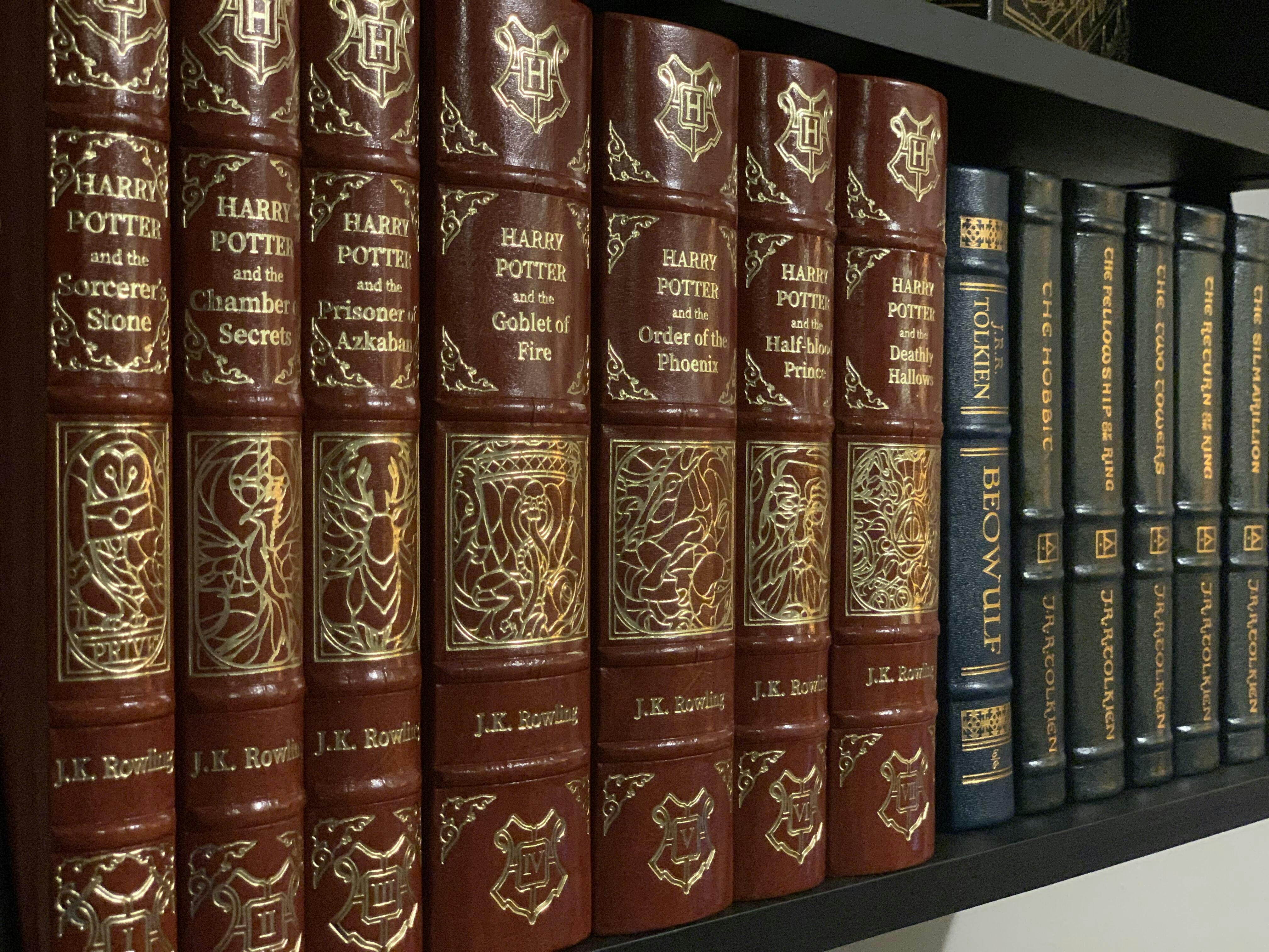 Harry Potter Series Rebound in Gold Embossed Leather | Ingenius Designs