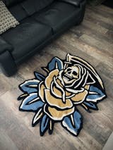 Blackwork Rose Rug - Gothic Floral Decor – Inked Rugs