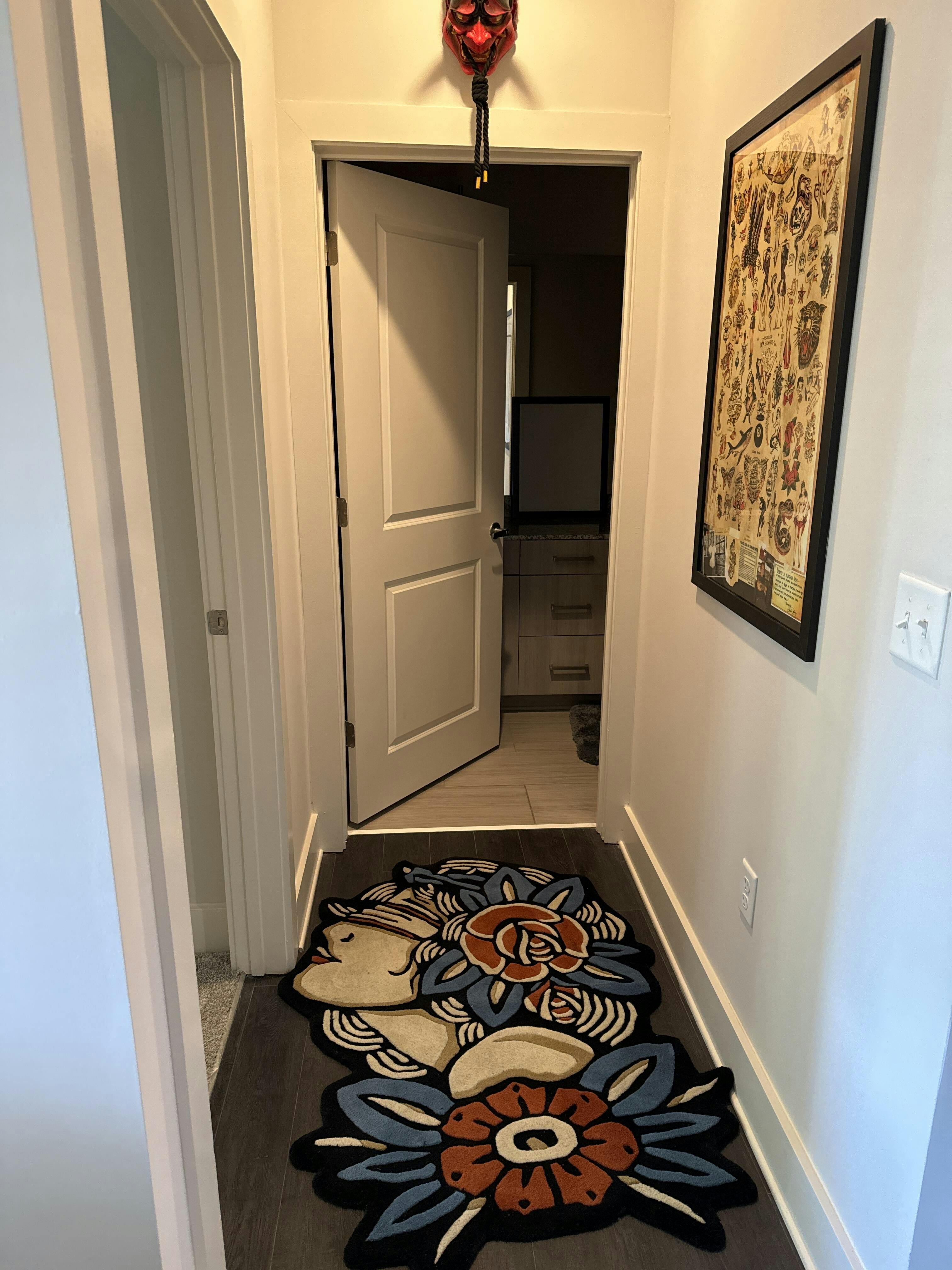 Blackwork Rose Rug - Gothic Floral Decor – Inked Rugs