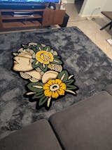 Blackwork Rose Rug - Gothic Floral Decor – Inked Rugs