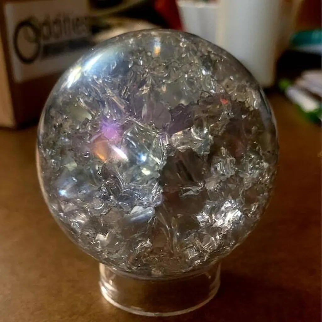 80mm, Crackle Aurora Crystal Ball, Aurora Glass Ball, 3.15 Inch ...