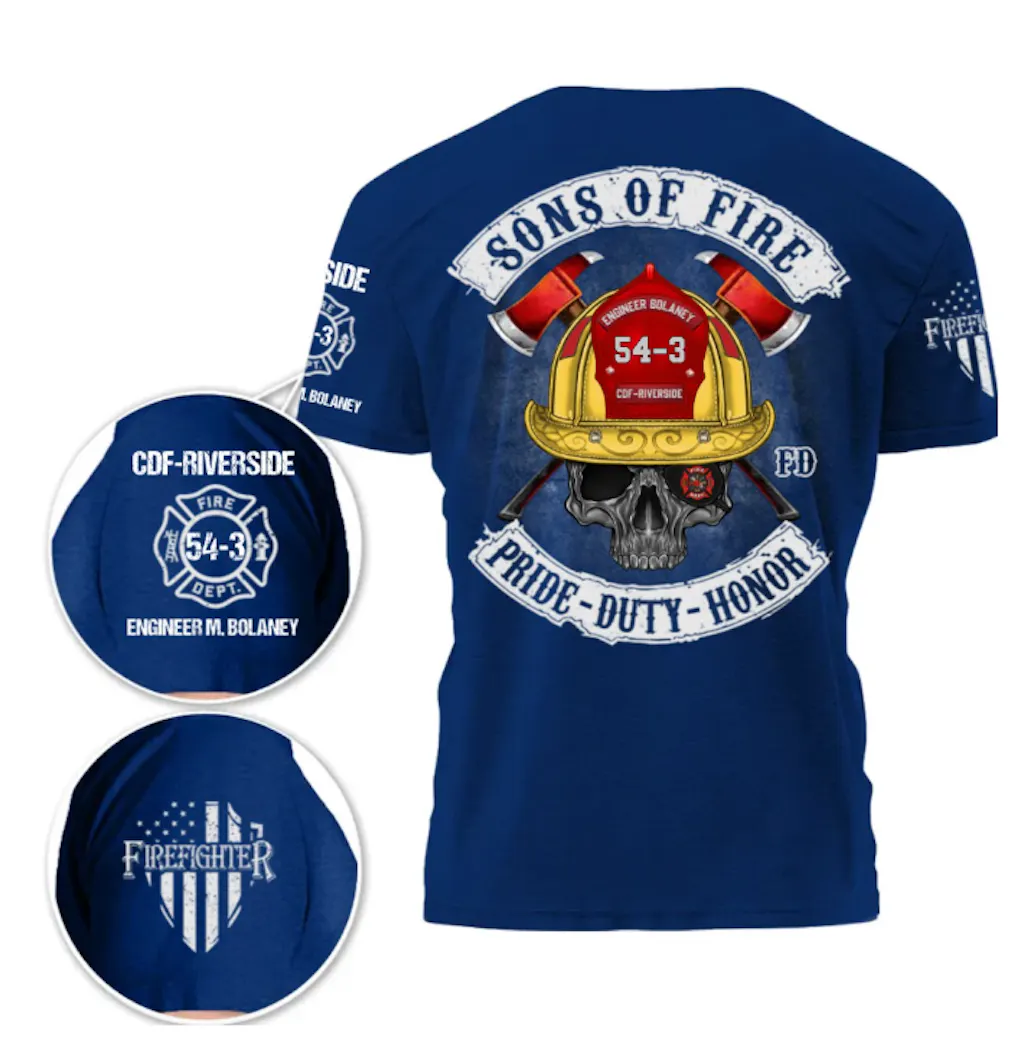 Sons of Fire Pride Duty Honor Personalized Shirt For Fireman Firefight ...