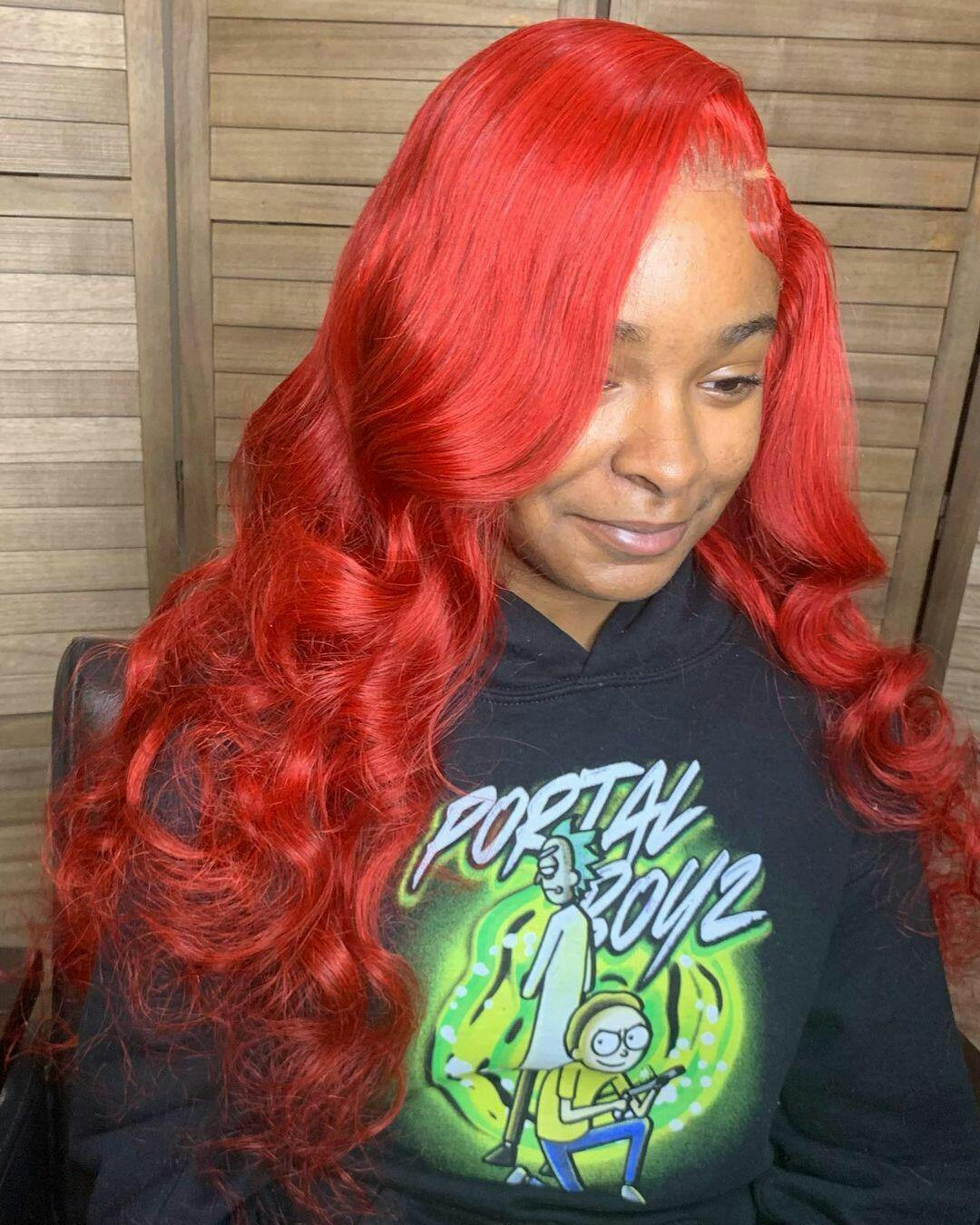 Red Lace Front Wigs Body Wave Wig 13x4 HD Lace Frontal Wigs Transparen ...