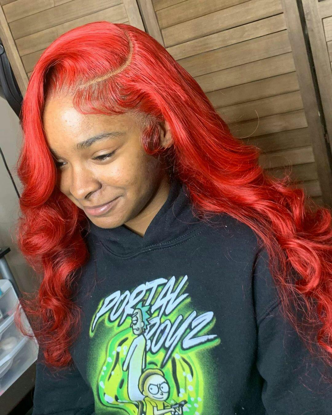 Red Lace Front Wigs Body Wave Wig 13x4 HD Lace Frontal Wigs Transparen ...