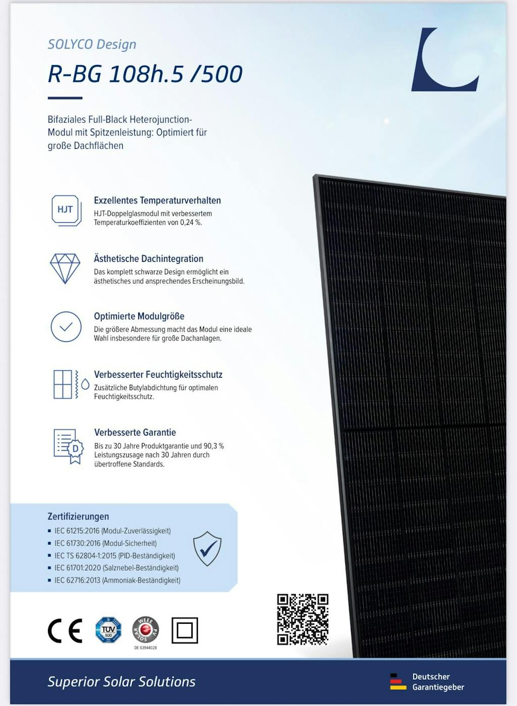 500W SOLYCO R-BG 108h.5/500 Glas/Glas, bifazial, Full-Black, HJT 1960x