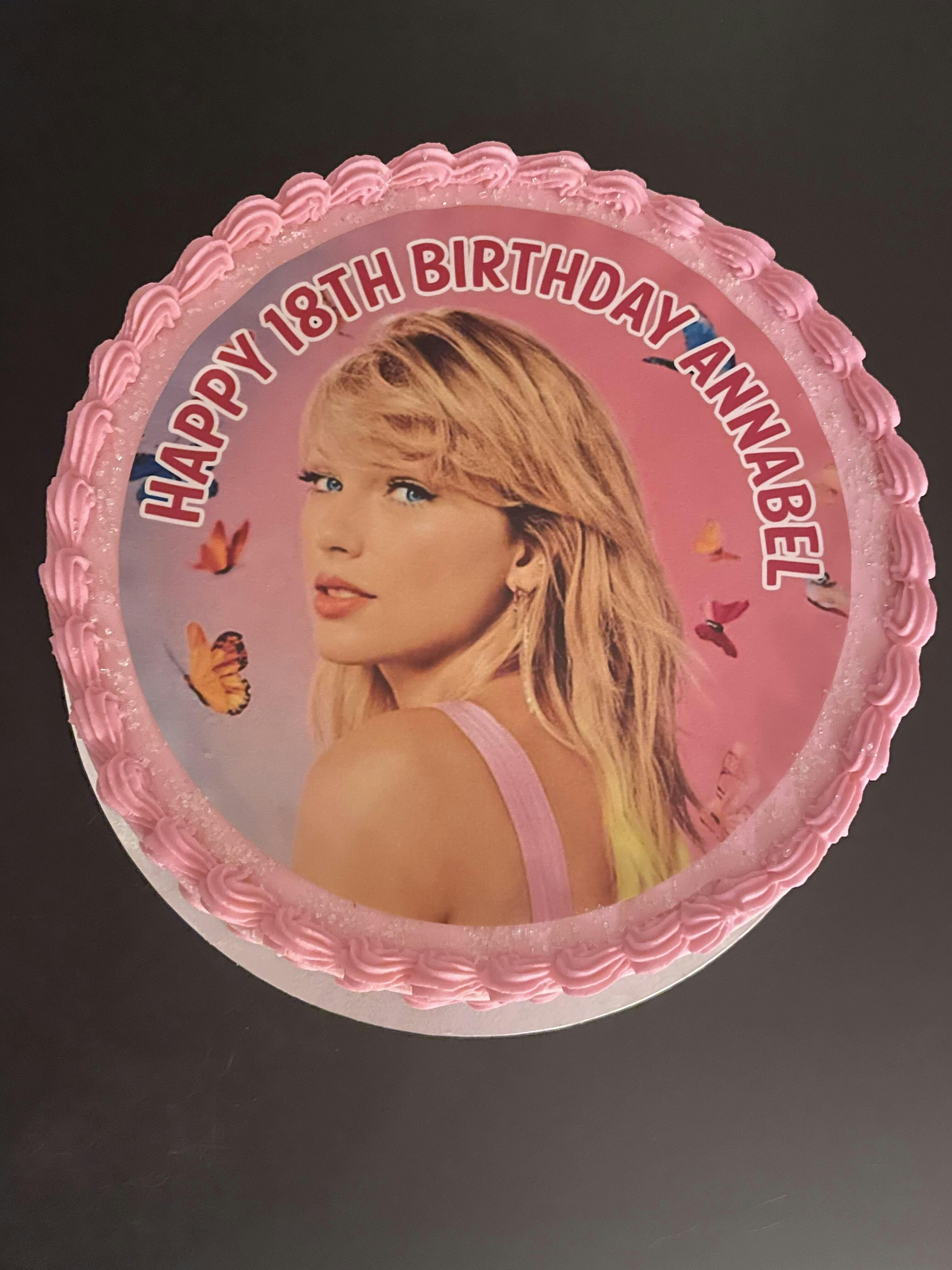 Taylor Swift Round Edible Cake Topper - Itty Bitty Cake Toppers