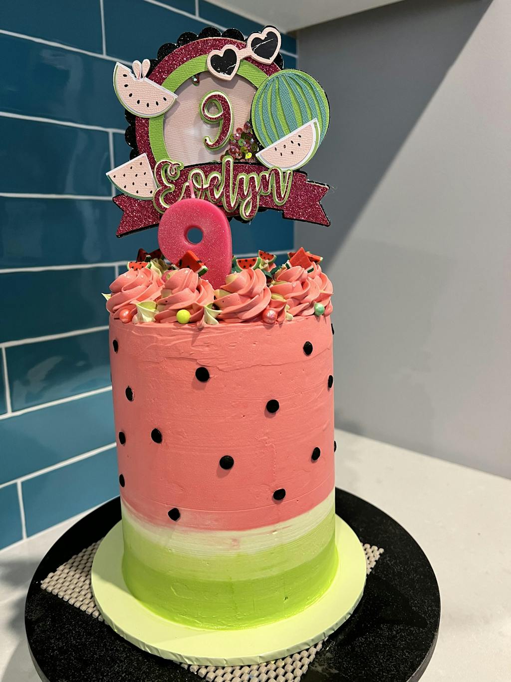 Watermelon Shaker Cake Topper with sequins that move - Itty Bitty Cake ...