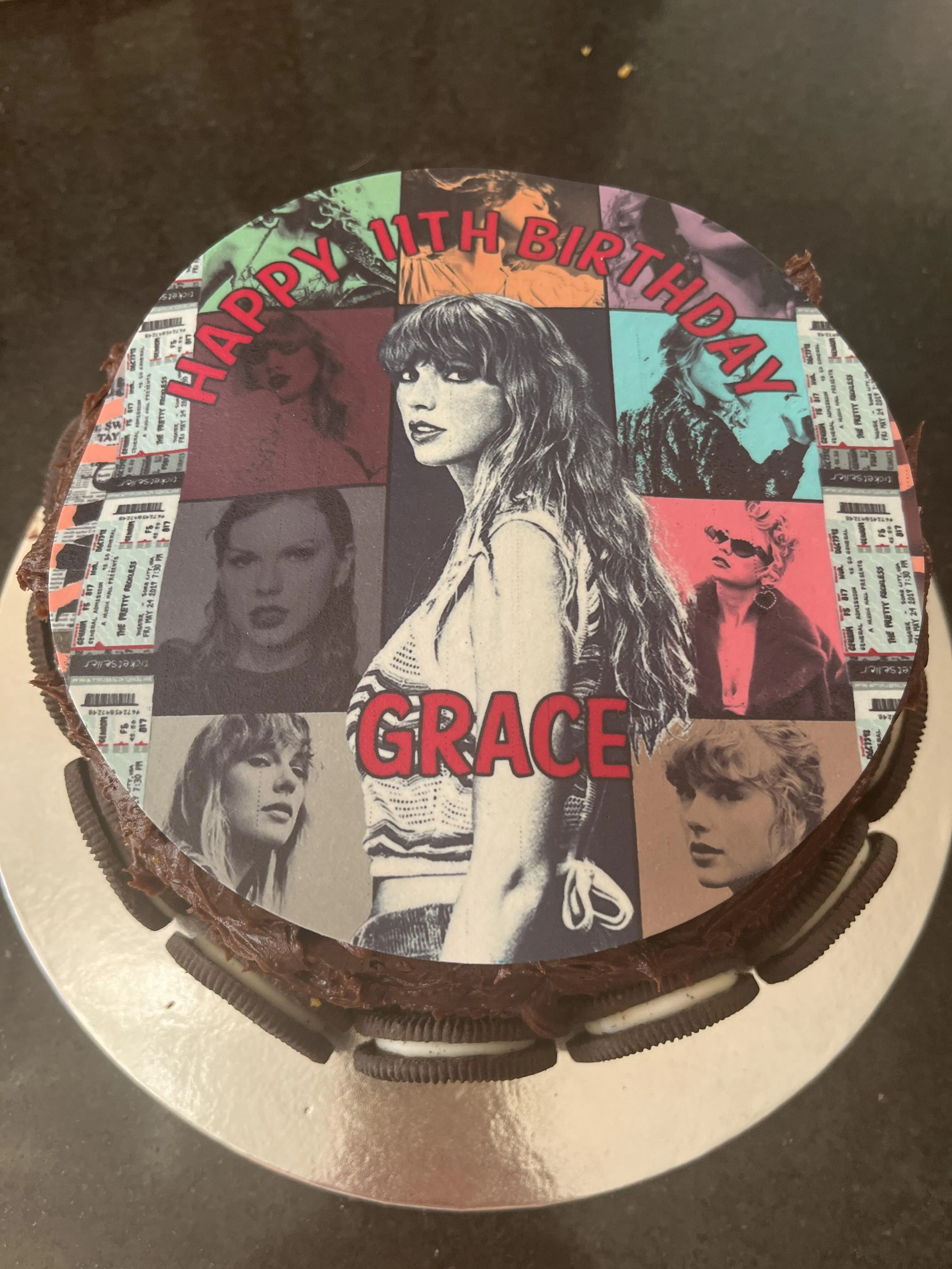 Taylor Swift Collage Round Edible Cake Topper - Itty Bitty Cake Toppers