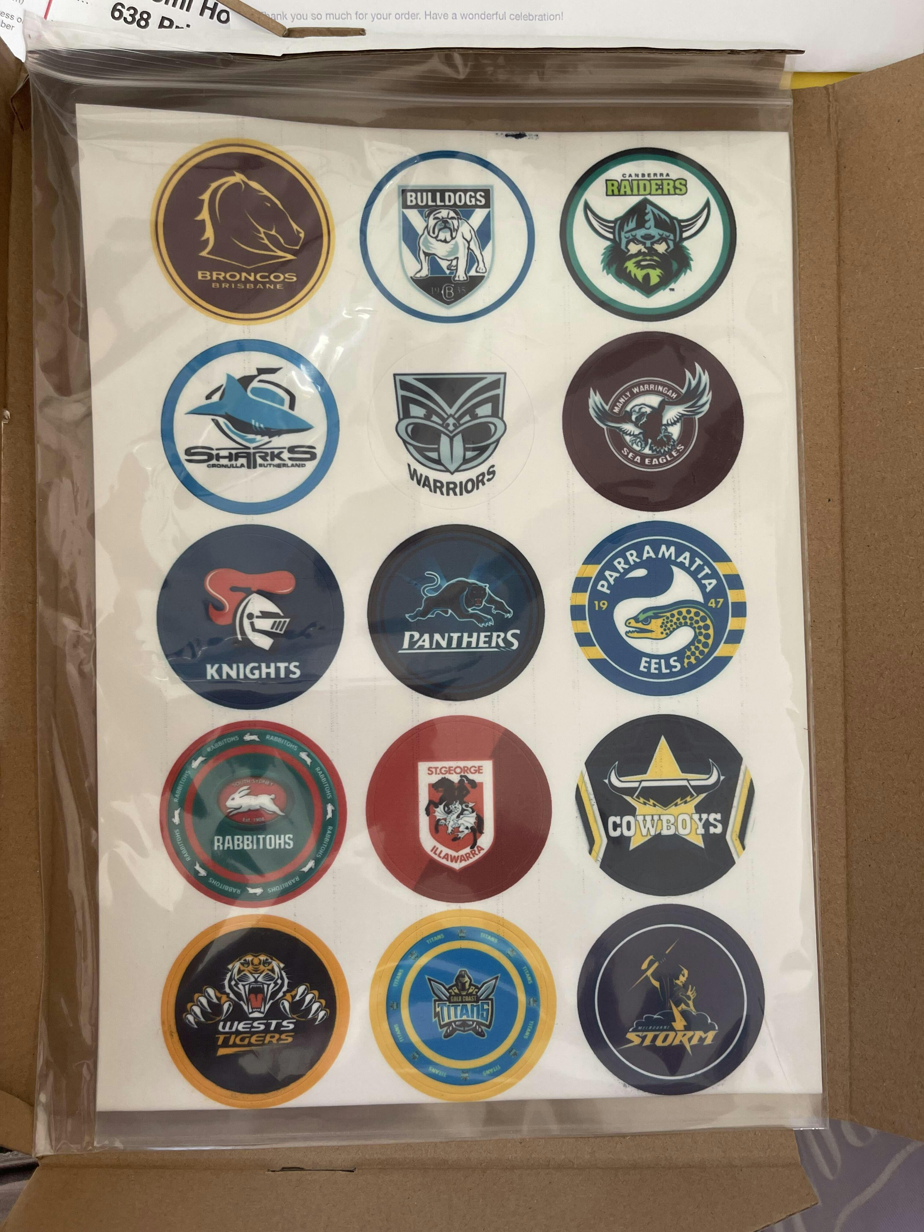 RUGBY NRL Teams themed Edible Cupcake Toppers - Itty Bitty Cake Toppers