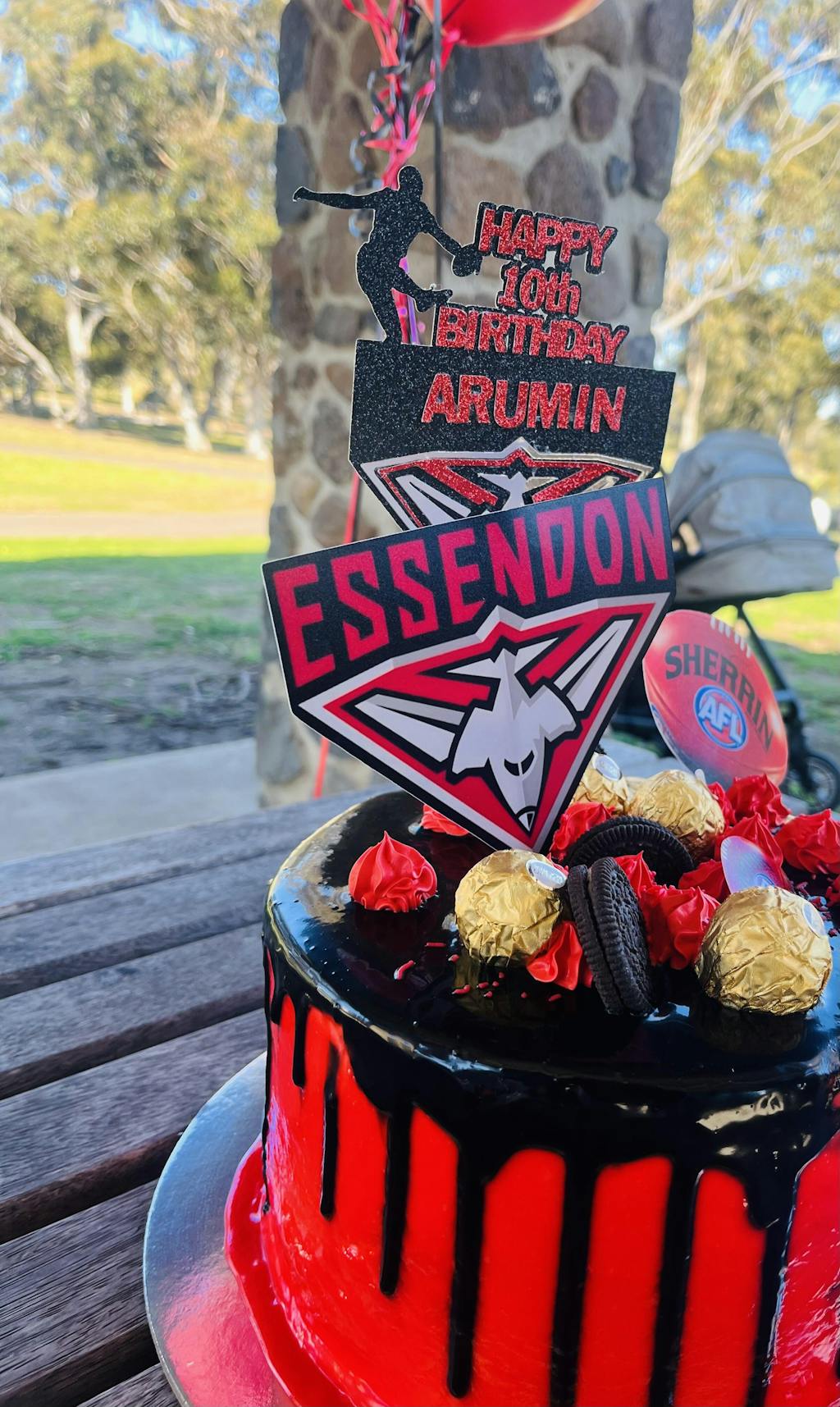 Essendon Bombers Footy Cake Topper - Itty Bitty Cake Toppers