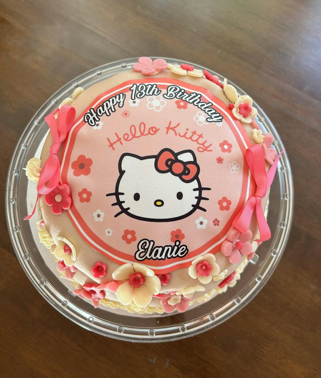 Hello Kitty Round Cake Topper Edible - Itty Bitty Cake Toppers