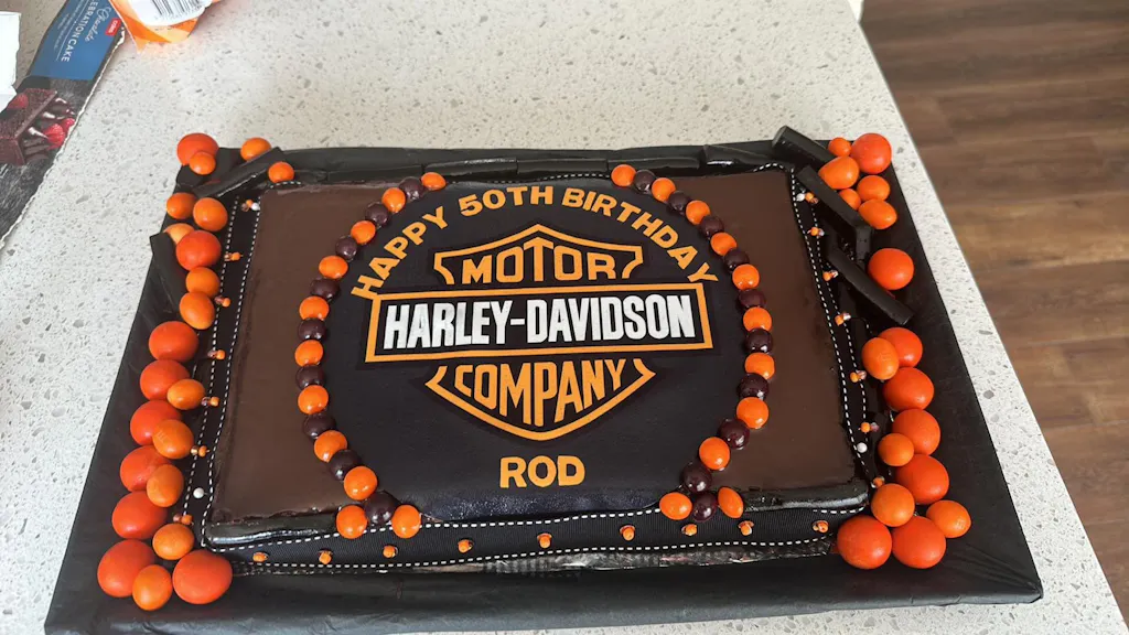 Harley Davidson Round Cake Topper Edible - Itty Bitty Cake Toppers