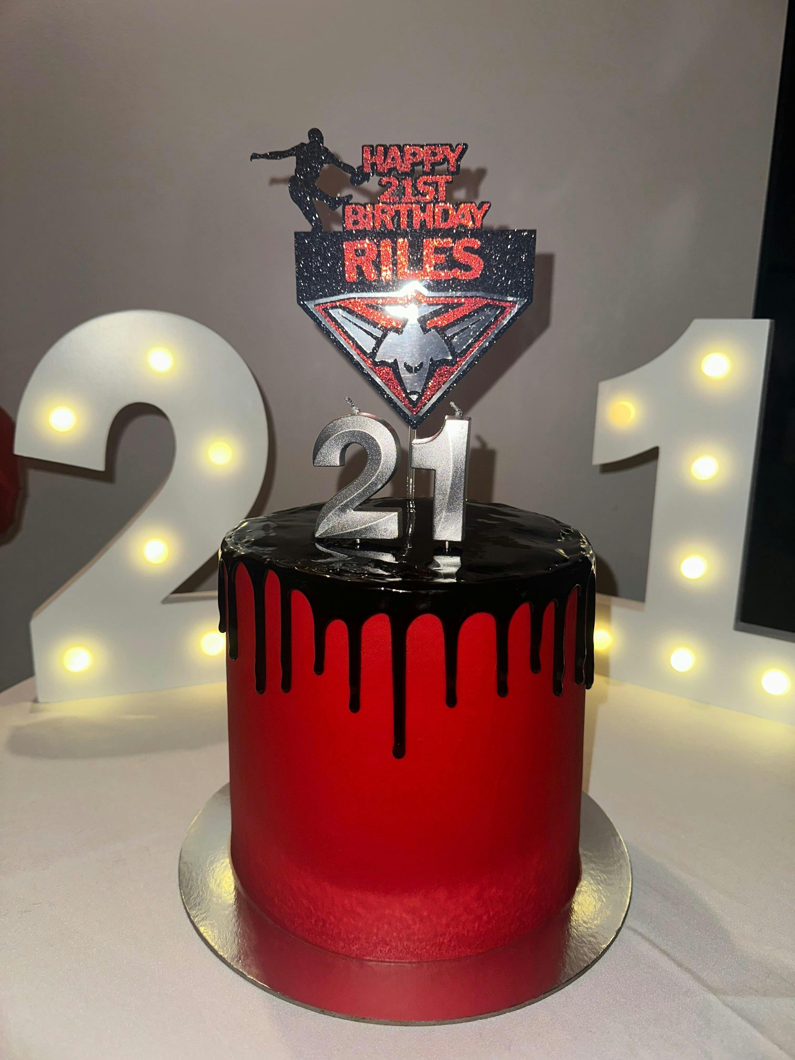 Essendon Bombers Footy Cake Topper - Itty Bitty Cake Toppers